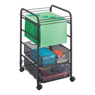 Scranton & Co 2 Drawer Mesh File Cart in Black - Industrial - Office ...