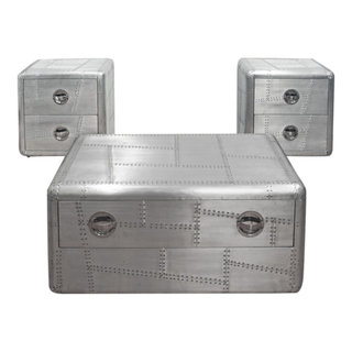 Pilot 3-Piece Coffee Table Set With Two 2-Drawer Side Tables ...