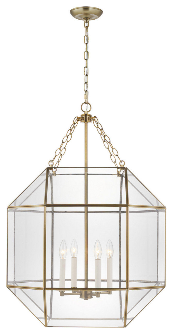 Morrison 4-Light Lantern, Satin Brass - Transitional - Pendant Lighting ...
