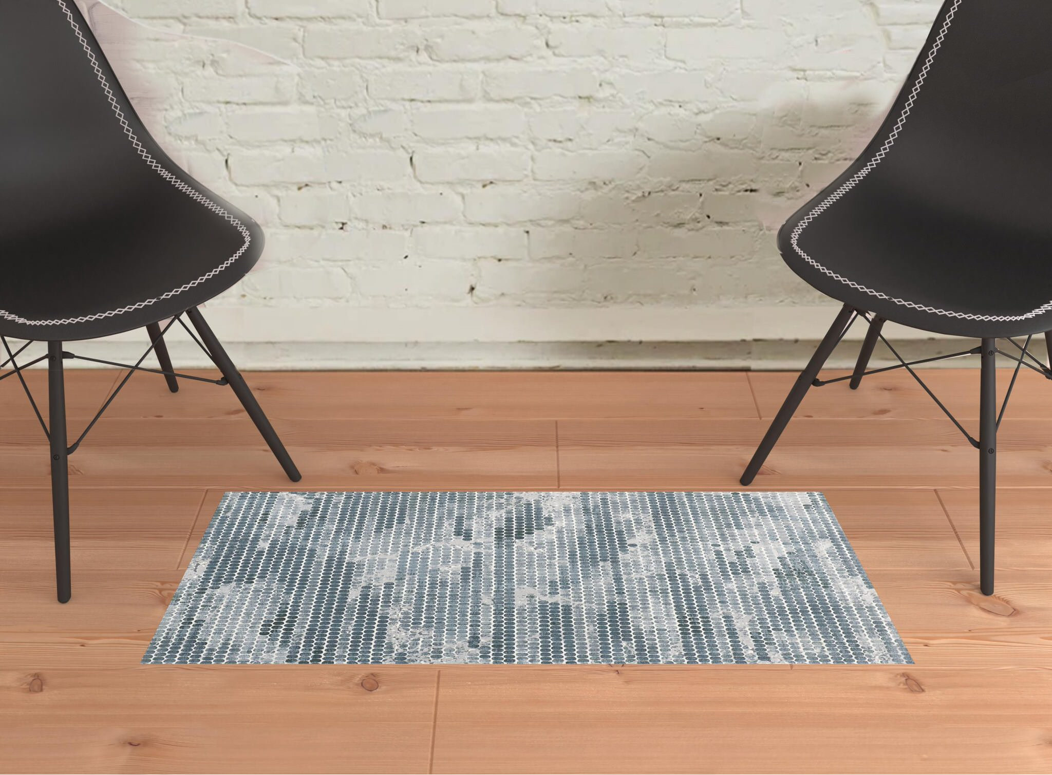 2' X 3' Blue And Gray Polka Dots Distressed Stain Resistant Area Rug ...