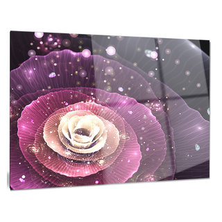 "Pink Flower With Sparkles" Glossy Metal Wall Art, 28"x12 ...