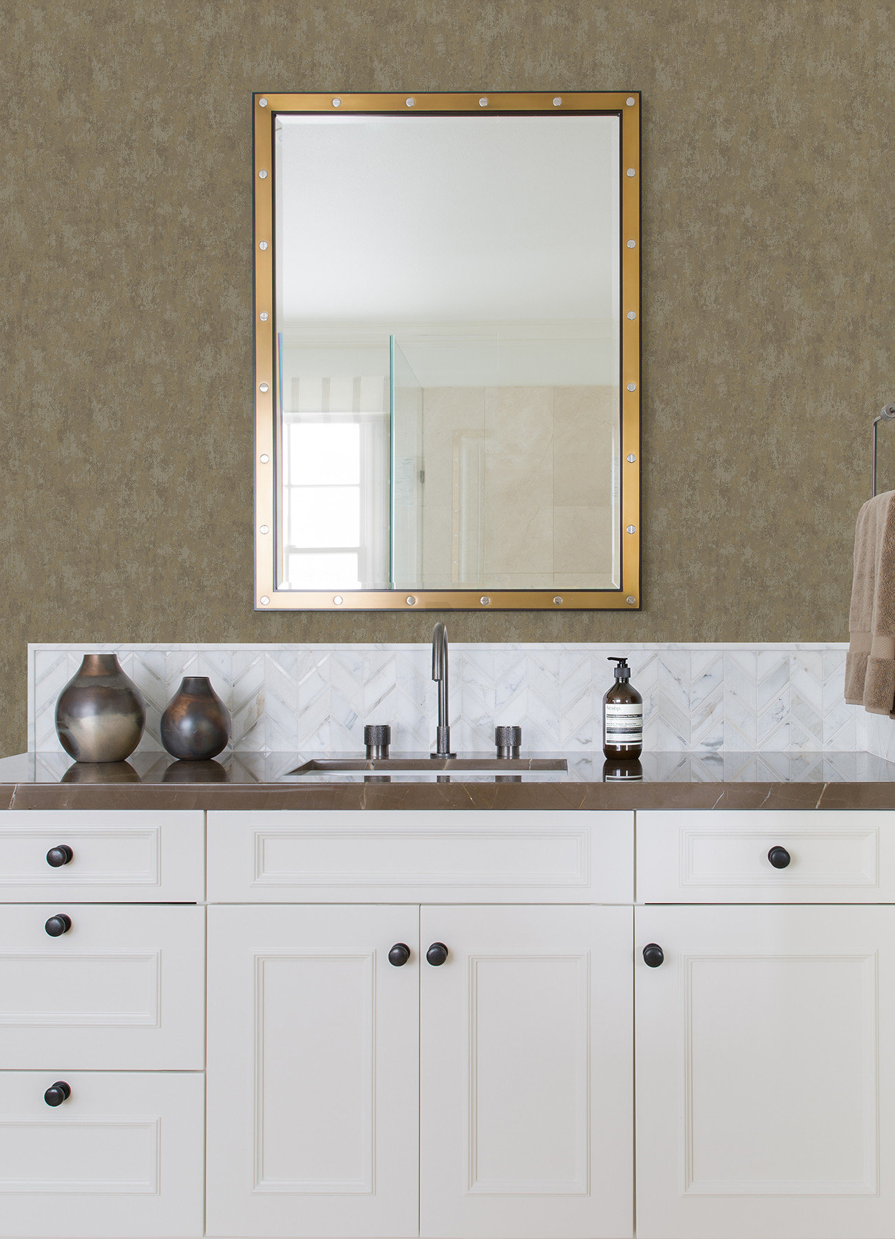 Haliya Gold Metallic Plaster Wallpaper, Swatch - Contemporary ...