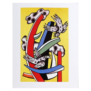 Composition Aux Deux Oiseaux sur Fond Jaune, Fernand Leger, 11.5x9 ...