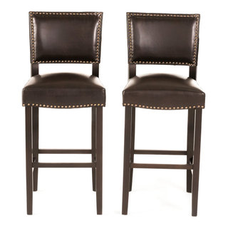 William Contemporary Bonded Leather Barstools, Set of 2 - Transitional ...