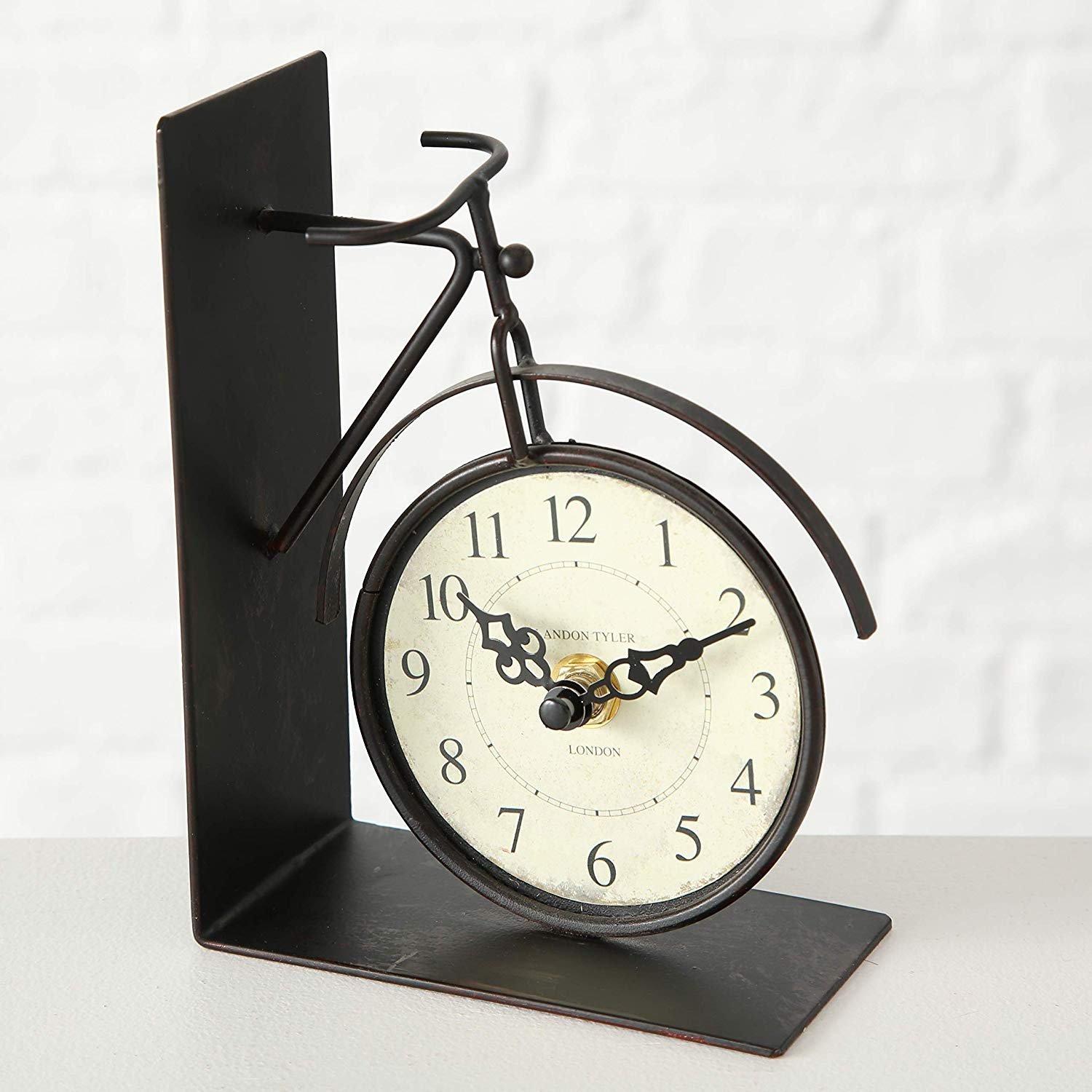 Industrial Chic Bicycle Bookends with Analog Clock - Contemporary ...