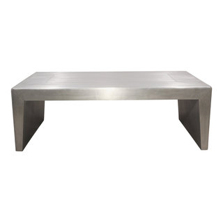 Pilot Huxley Modern Cocktail Table With Silver Aluminum Metal Cladding ...