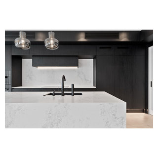 Sophisticated Monochrome Kitchen - Contemporary - Kitchen - Auckland ...