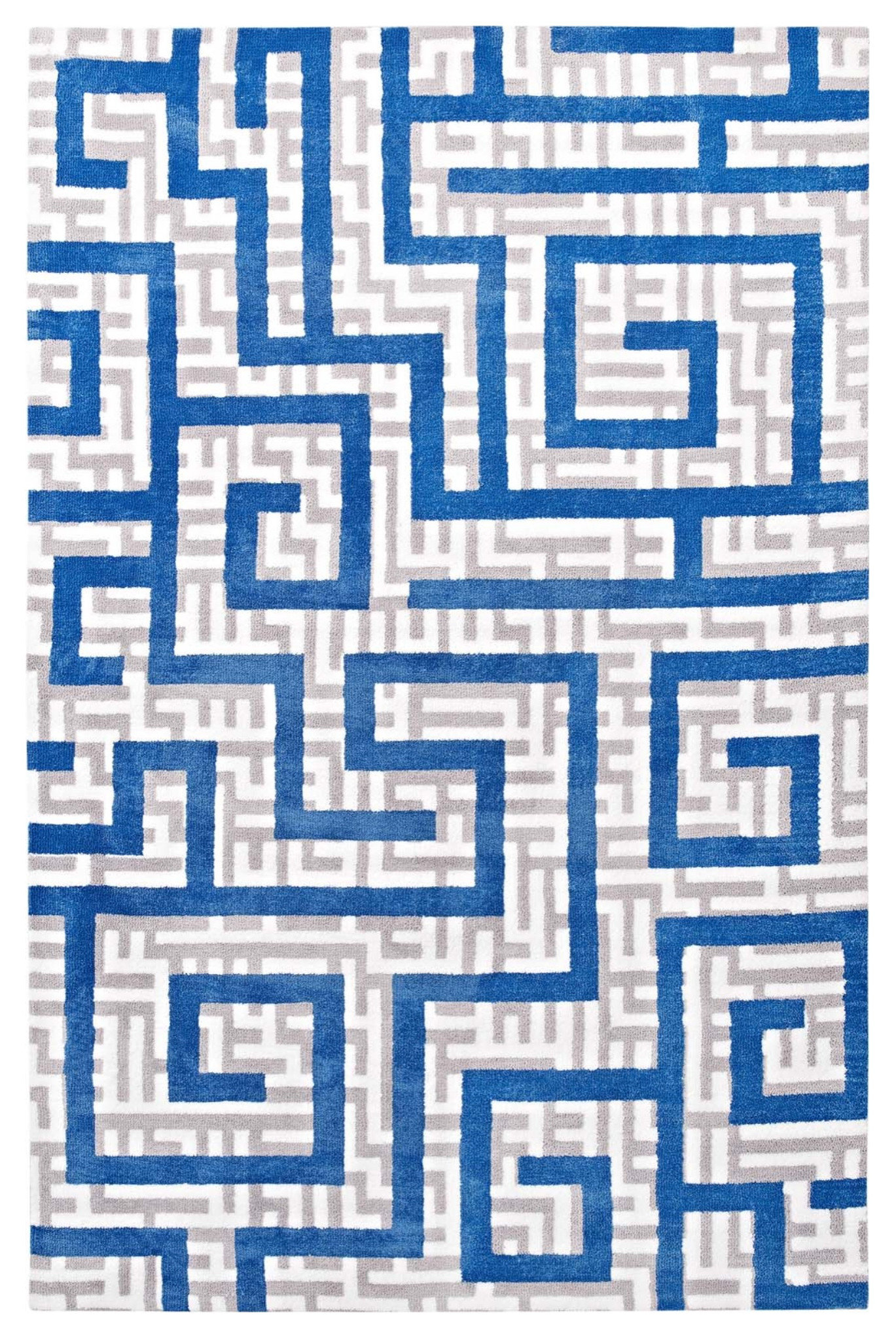 Nahia Geometric Maze Area Rug - Modern Design Soft Polyester Microfiber ...
