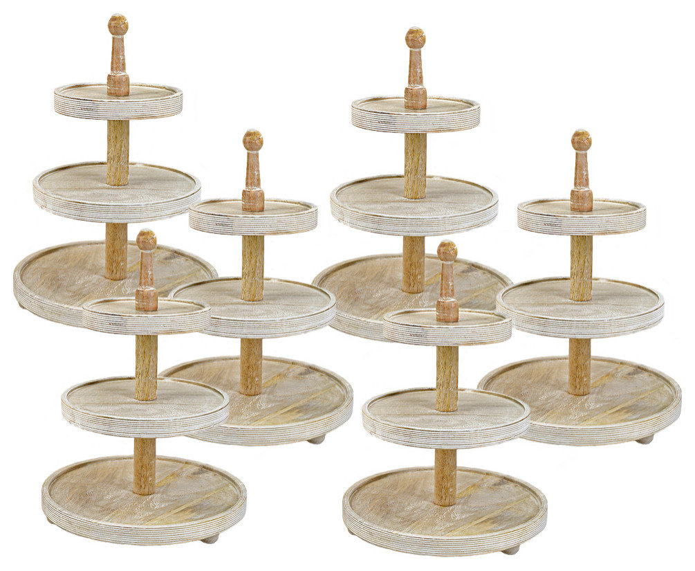 Serene Spaces Living Curio 3-Tier Wooden Serving Display Stand, 3 Tier ...