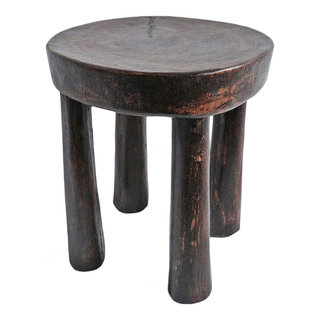 Consigned Ivory Coast Wood Stool 6 - Rustic - Accent And Garden Stools ...