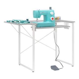 Alpha Sewing Table With Bonus LED Lamp, White/Gray - Modern - Sewing ...