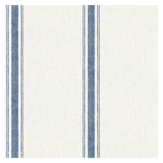 Linette Navy Fabric Stripe Wallpaper, Bolt - Beach Style - Wallpaper ...