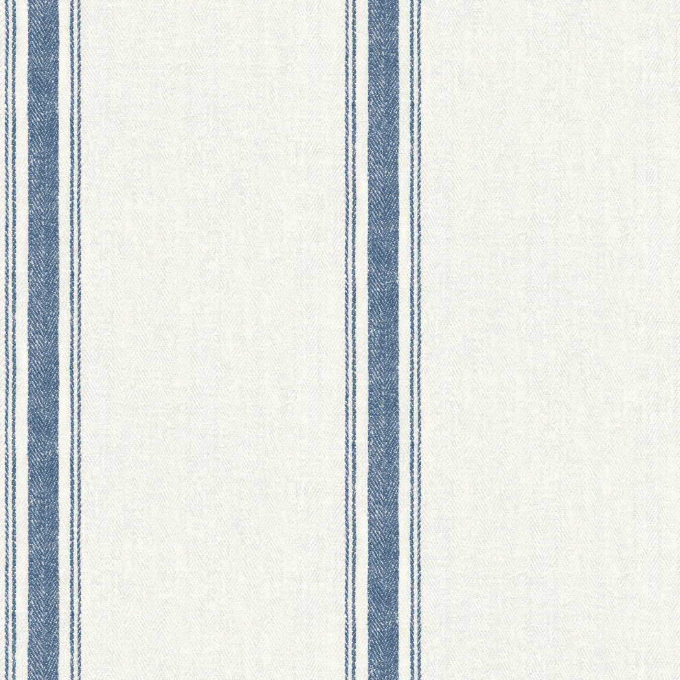 Linette Navy Fabric Stripe Wallpaper, Bolt - Beach Style - Wallpaper ...
