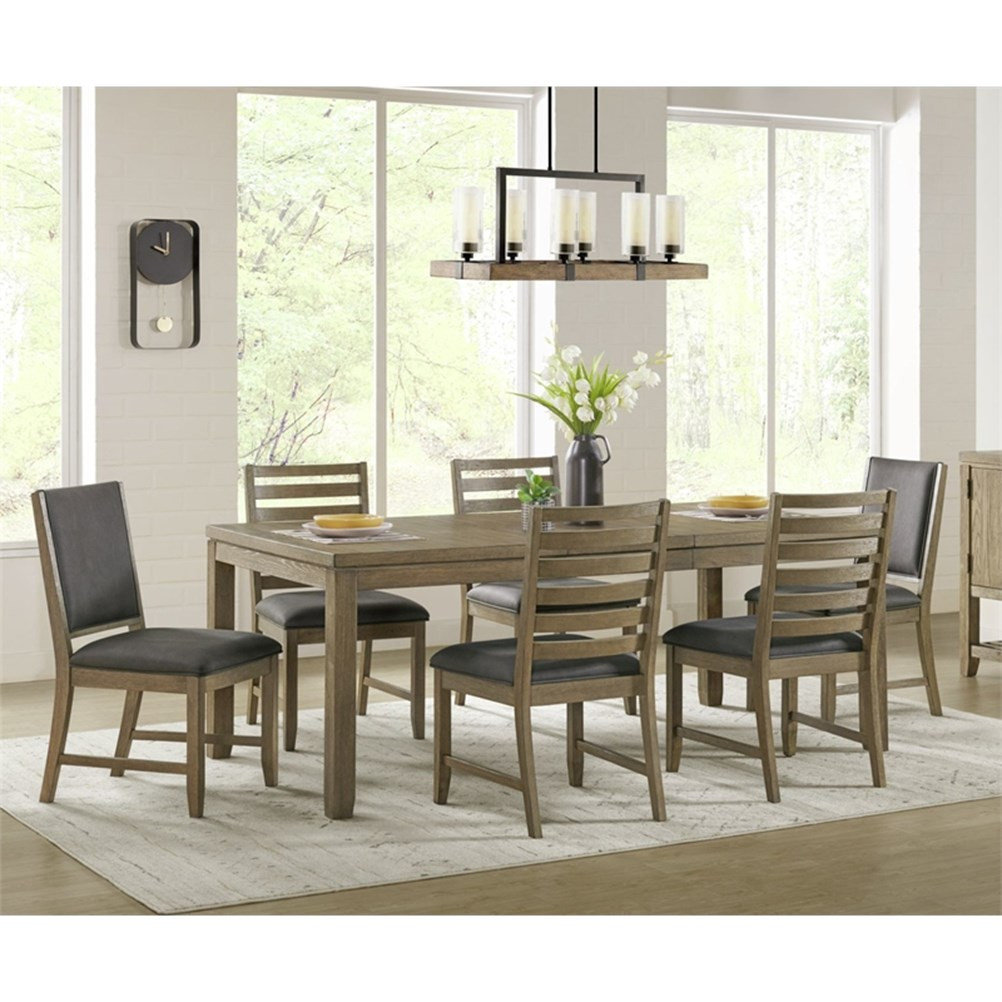 Saunders 7PC Extendable Dining Table Set w 6 Padded Chairs in Brown ... Saunders 7PC Extendable Dining Table Set w 6 Padded Chairs in Brown ...