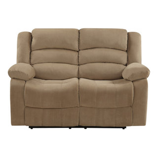 40" Contemporary Beige Fabric Loveseat - Transitional - Loveseats - by ...
