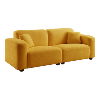 CentaurNoah 83.5" Wide 3 Seater Sofa, Boucle/Linen Upholstery ...