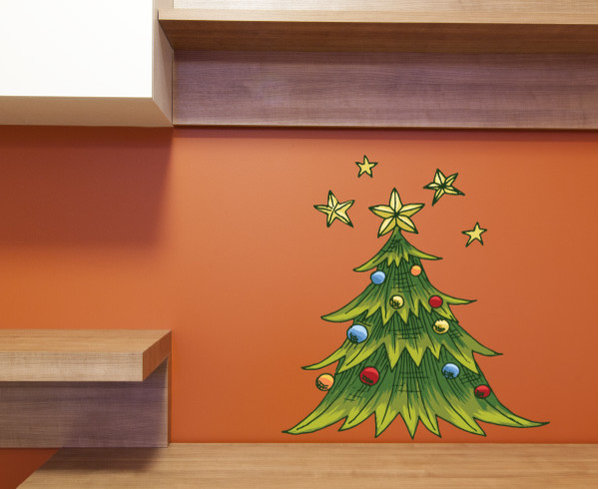 Christmas Tree Vinyl Wall Decal ChristmasTreeUScolor002, 8 in ...