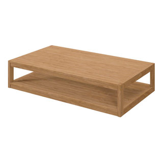 Lounge Coffee Table, Rectangular, Brown Natural, Wood, Modern, Outdoor ...