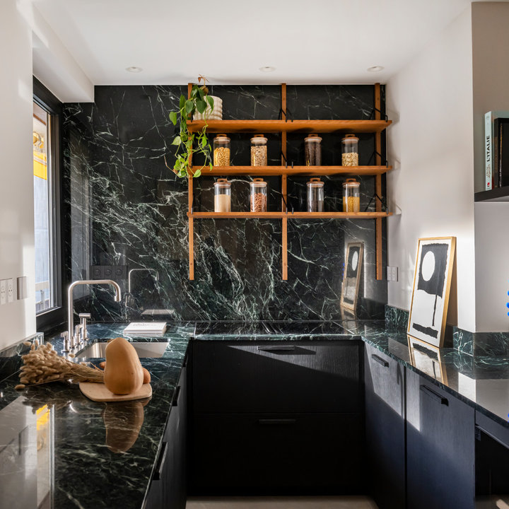 75 Beautiful Kitchen with Green Benchtop Ideas & Designs - December ...