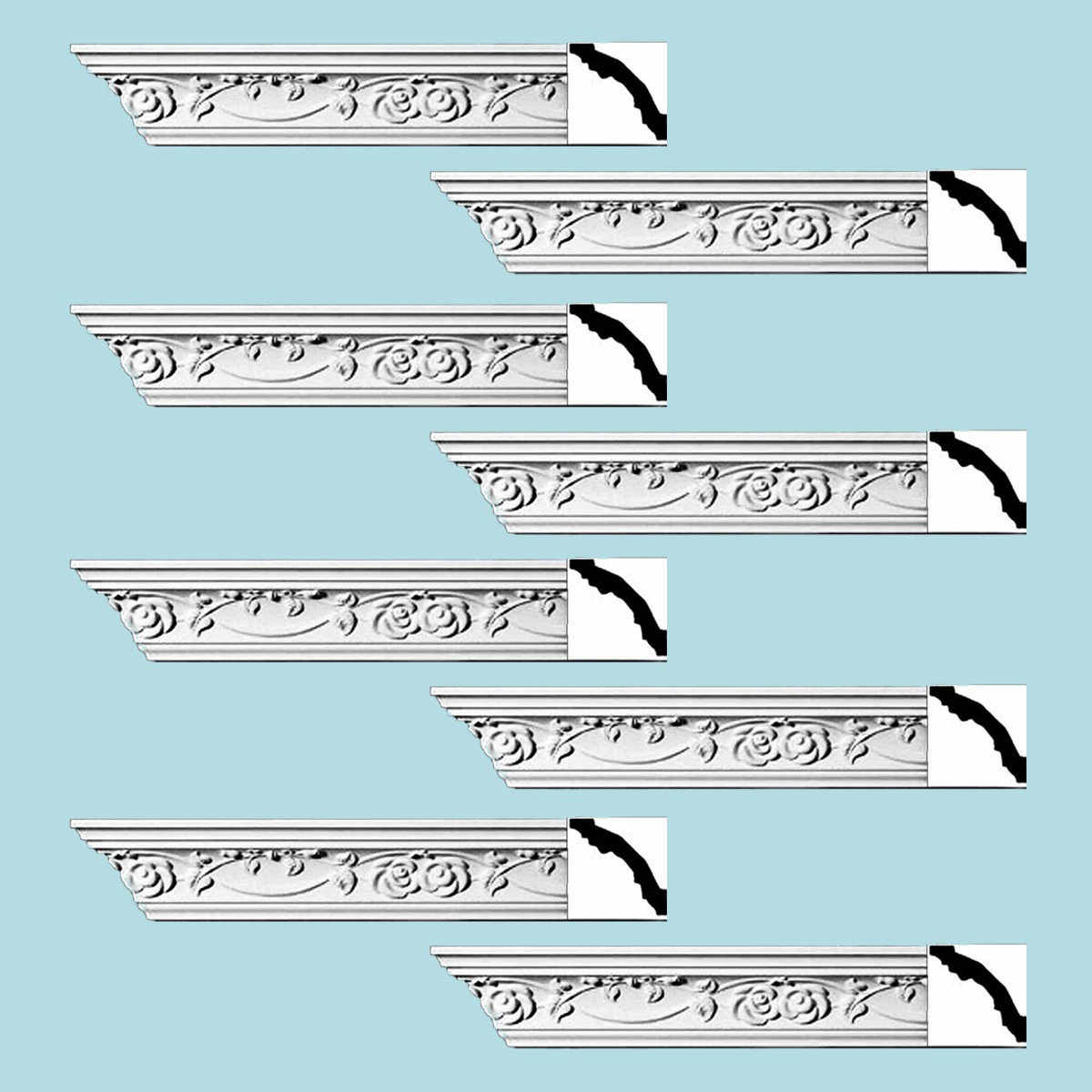 Ornate Cornice White Urethane Huntington Design 8 Pieces Totaling 752 ...