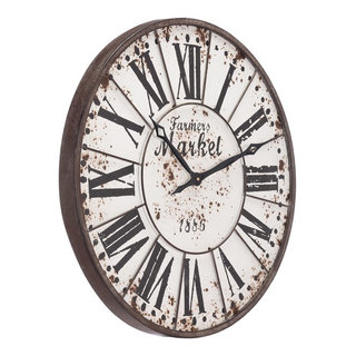 Country Farm Wall Clock, Antique Style, Steel Metal , Lounge Office ...