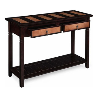 Transitional Style Wooden Console Table with Two Drawers and Storage ...