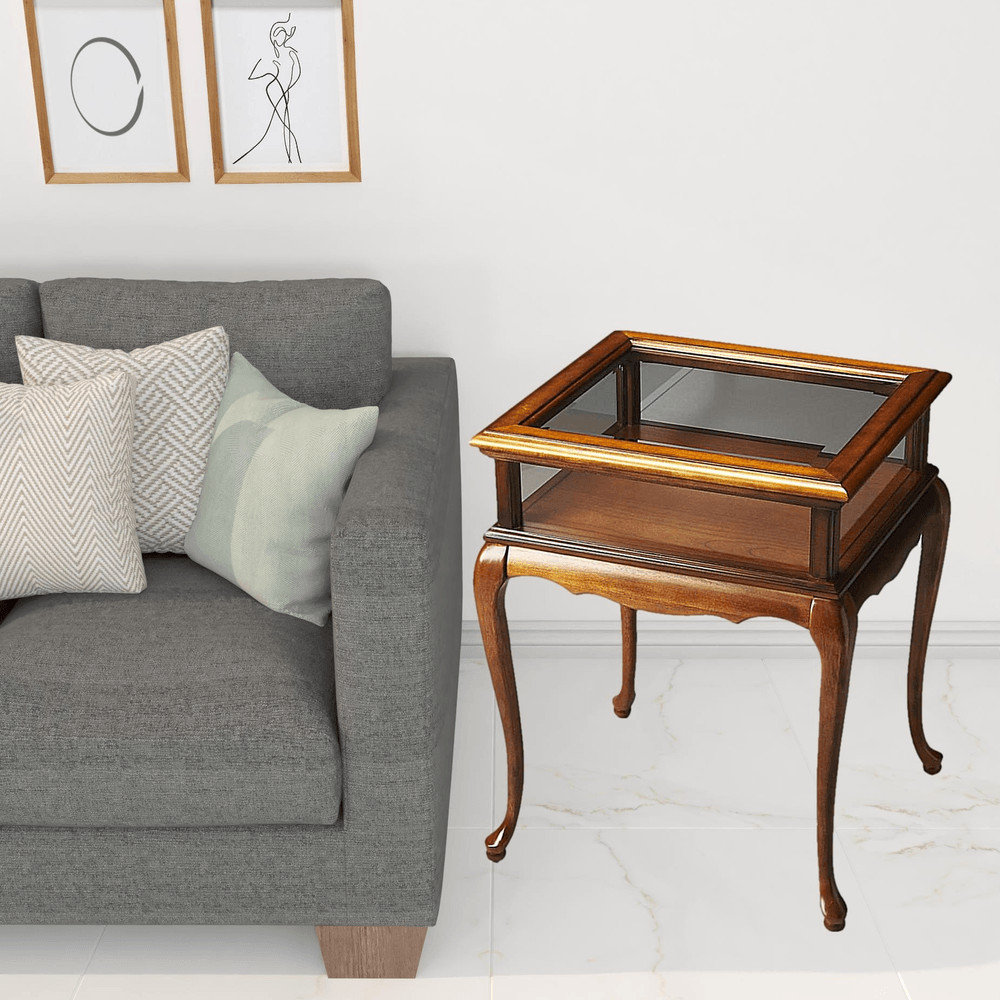 25" Medium Brown Glass Rectangular End Table - Traditional - Side ...