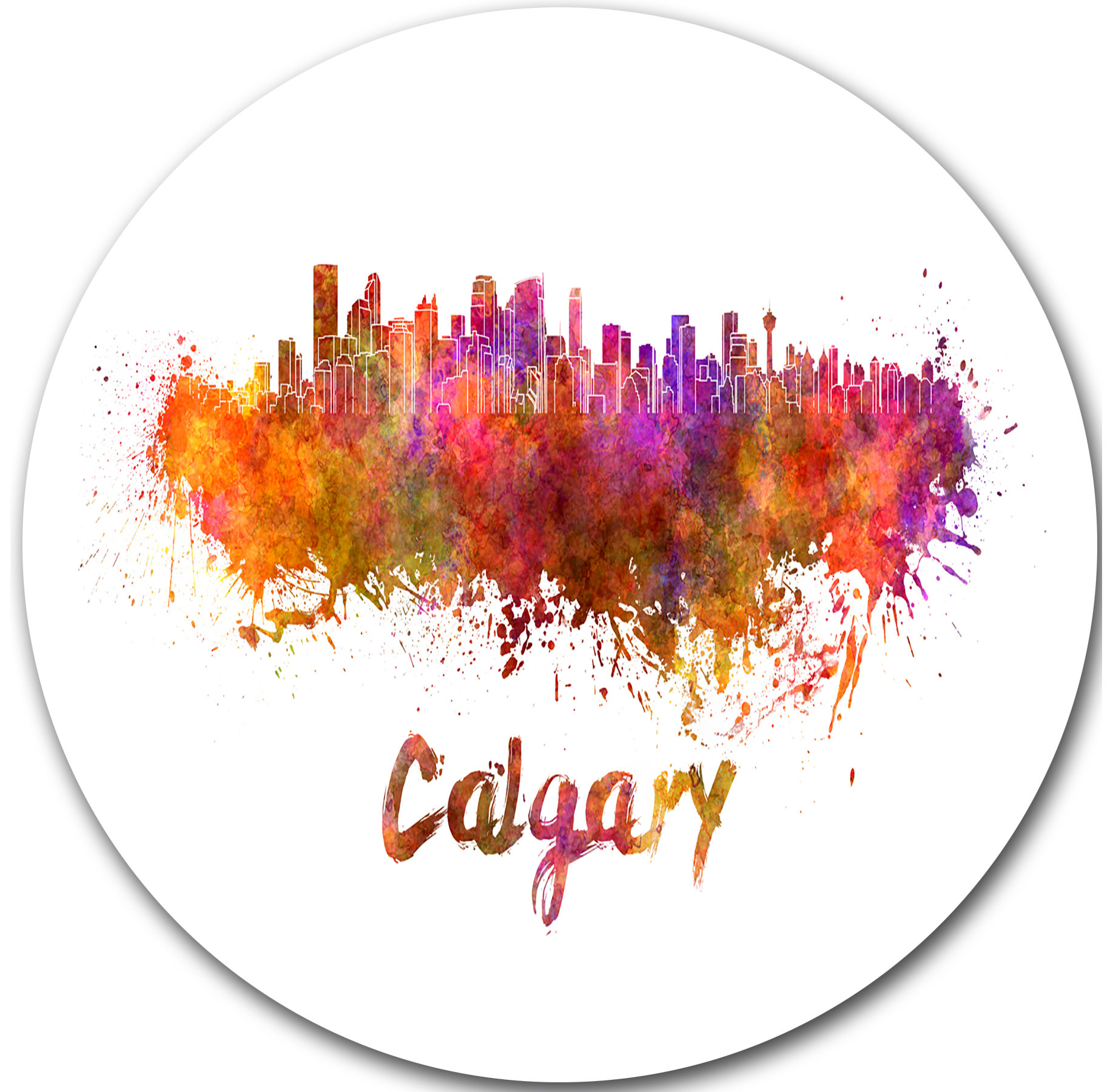 Calgary Skyline, Cityscape Disc Metal Artwork, Disc of 11 inch ...
