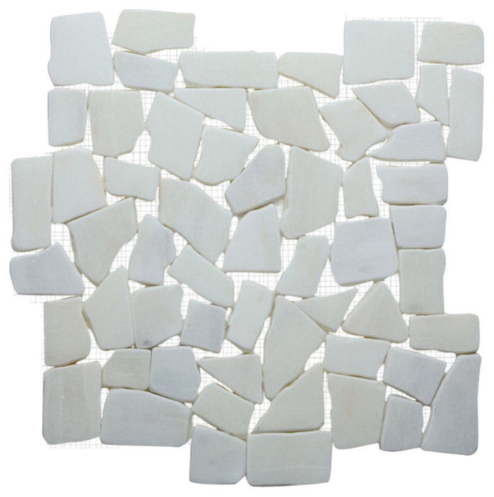 Interlocking Pebbles Tile Frost White Natural, 12"x12", Set of 30 ...