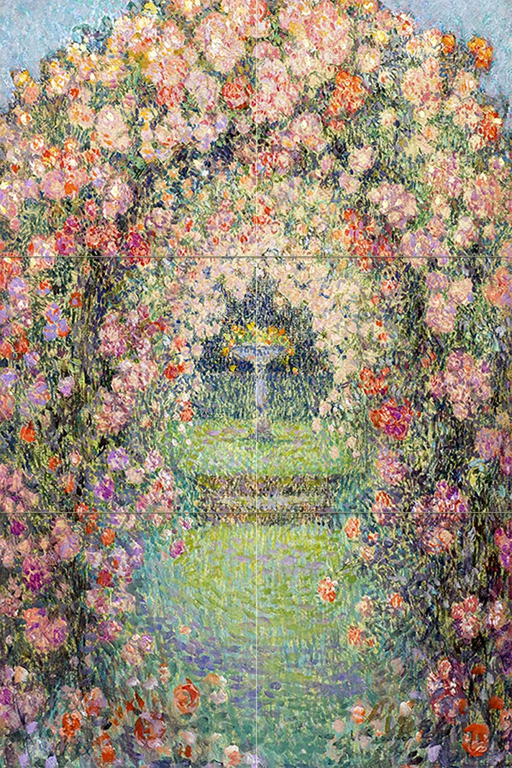Tile Mural Flower arch roses grass colour Backsplash, Four Inch Marble ...