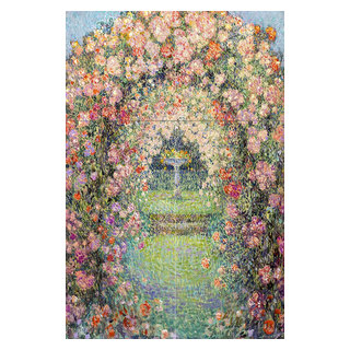 Tile Mural Flower arch roses grass colour Backsplash, Four Inch Marble ...