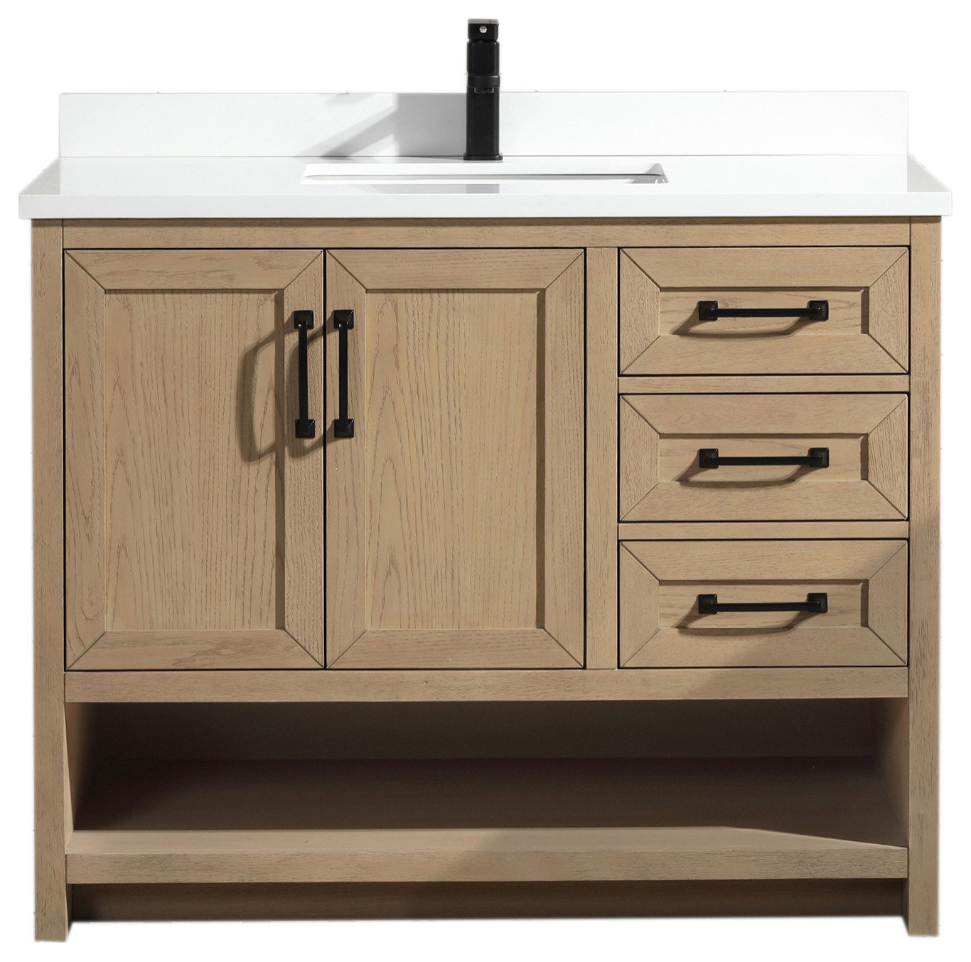 Venice 42" Bathroom Vanity Oak Gray Finish - Transitional - Bathroom ...