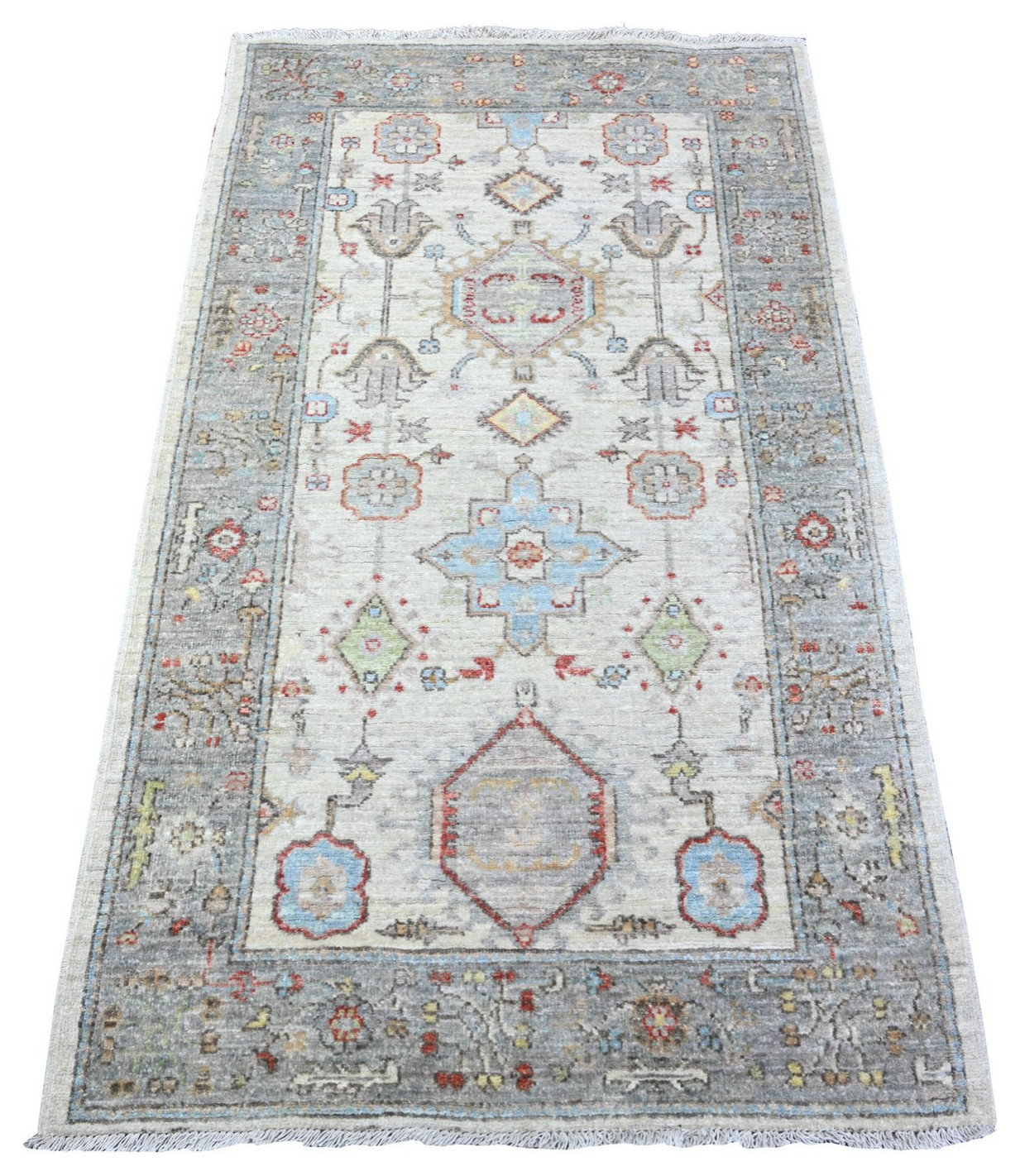 Fresh Mint Gray with Misty Grey Border, Natural Dyes, Pure Wool Rug 3 ...