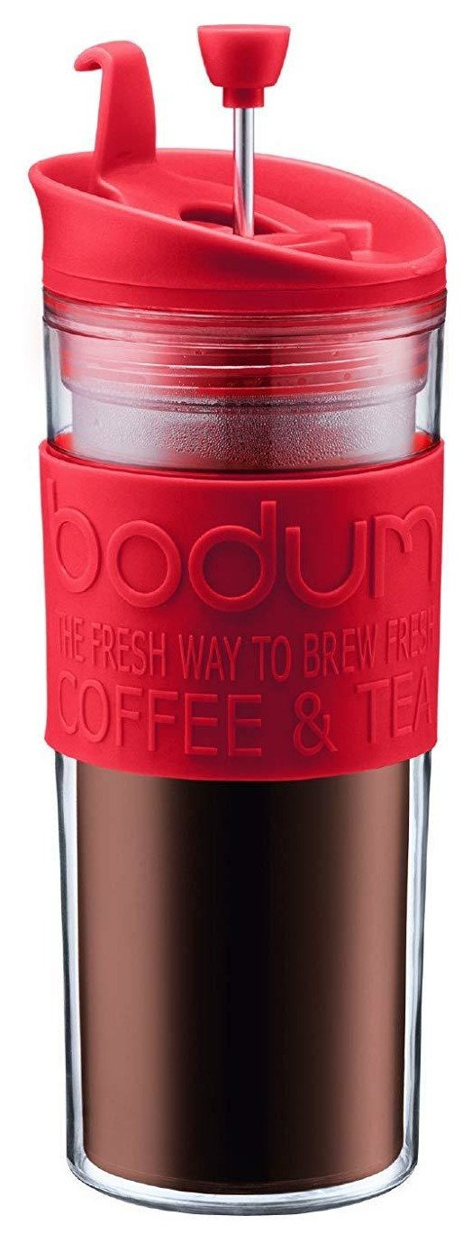 Insulated Plastic Travel French Press Coffee and Tea Mug, 15 oz, Red ...
