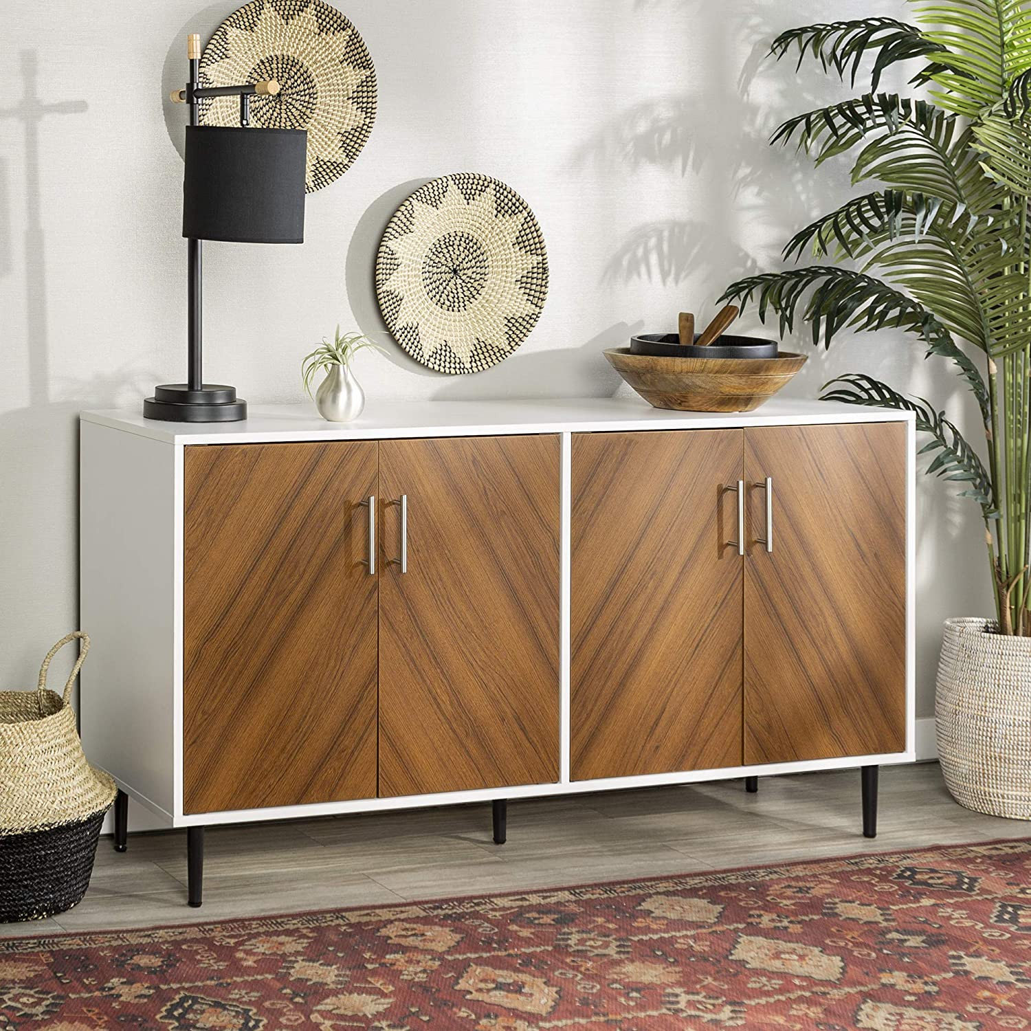 Mid Century Sideboard, MDF Construction With 2 Cabinets, Two Tone ...