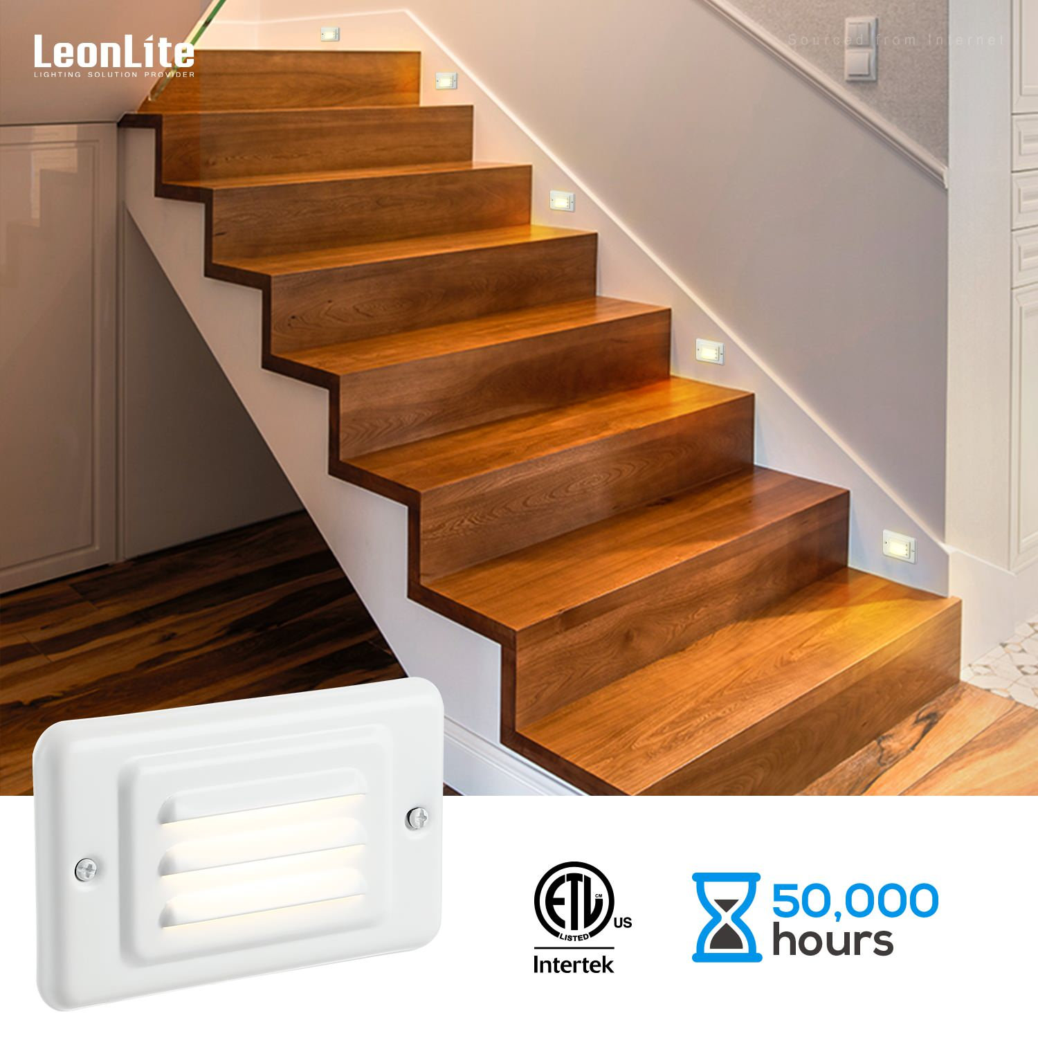 3 Pack LED Step Lights Indoor, Wall Mount Stair Lighting With Louver ...