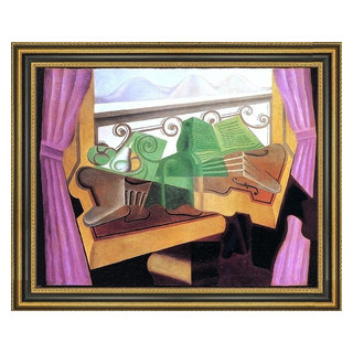 Juan Gris Open Window with Hills - 18" x 24" Framed Premium Canvas ...