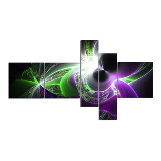 Glowing Purple Green Plasma, Multipanel Abstract Wall Art Canvas, 60 ...
