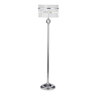 Silver Floor Lamp with Chrome Finish and 3 Crystal Clear Light Shades ...