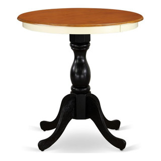 EST-WBL-TP Round Small Kitchen Table - Buttermilk Top & Black Pedestal ...