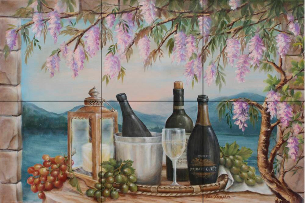 Tile Mural Kitchen Backsplash - Wine and Wisteria-RB - by Rita ...