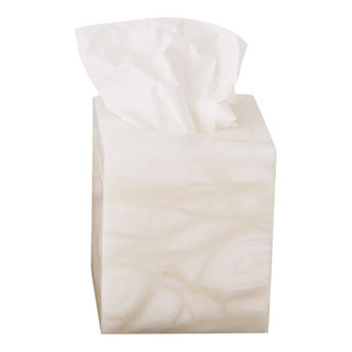 Italian Alabaster White Stone Tissue Box Cover, Bath Square Luxury ...