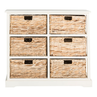 Gardner 6 Wicker Basket Storage Chest Distressed White - Beach Style ...