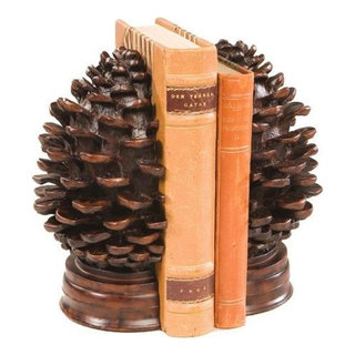 Bookends Rustic Pinecone Oversize Hand Painted Mountain, Oversized ...