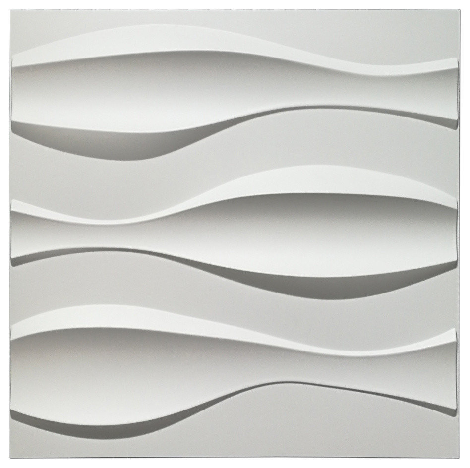 19.7" x 19.7" Art3d Textures PVC Wall Panels, Big Wave 3D Panelling ...