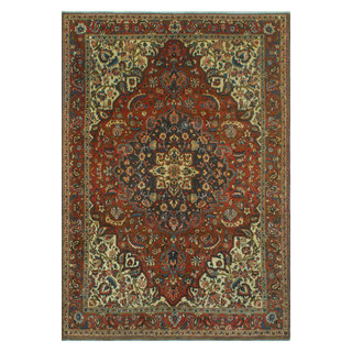 Fine Vintage Distressed Aden Burgundy/Ivory Rug, 6'8 x 9'10, 6'8 x 9'10 ...