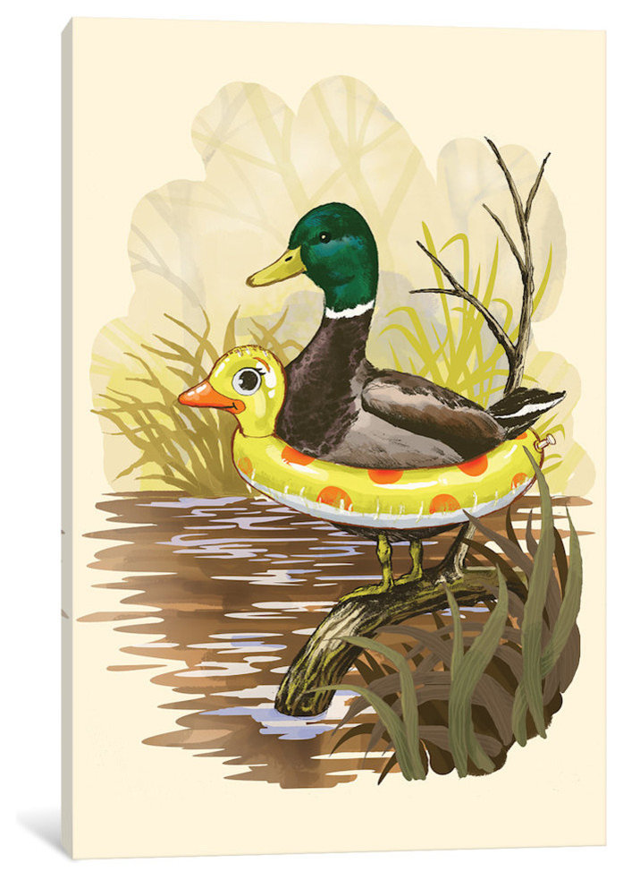 "Duck in Training" by Steven Rhodes Canvas Print, 12"x1.5"x18" - Rustic ...