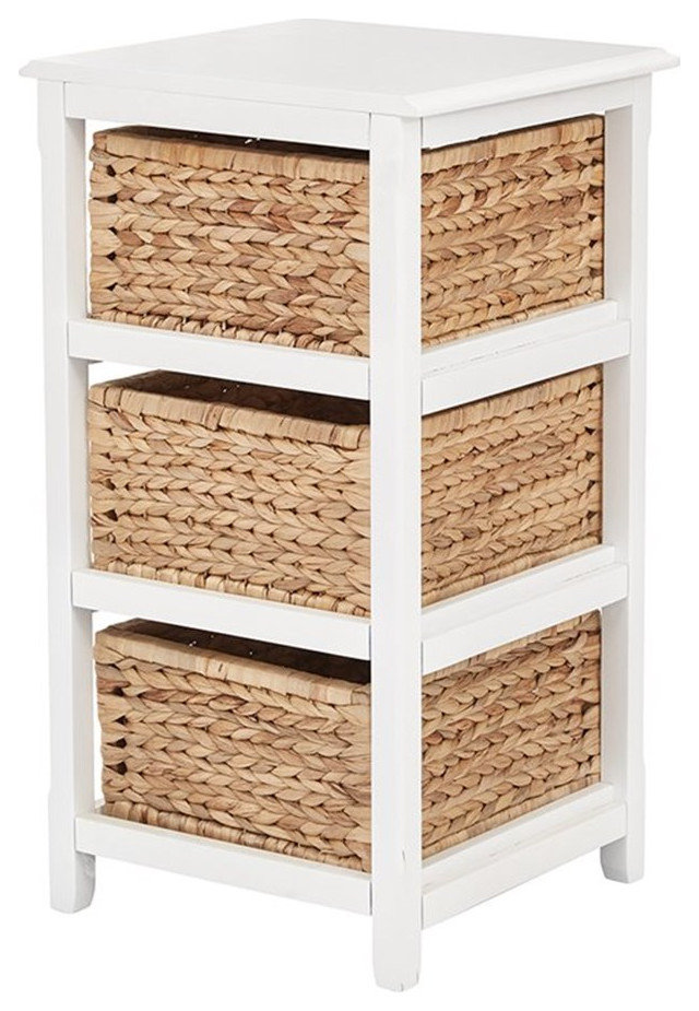 Seabrook Four-Tier Storage Unit With White Finish and Natural Brown ...