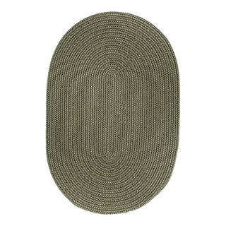 Rhody Rug Wool Solid Rug, Moss Green, 2'X6' Oval, 2'x6' Oval - Hall And ...