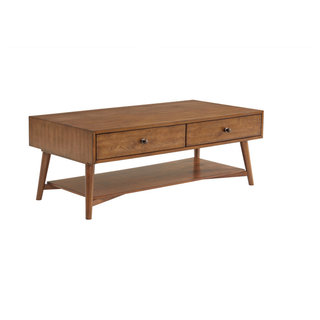 Mid-Century Modern 2 Drawer Coffee Table, Cinnamon - Midcentury ...